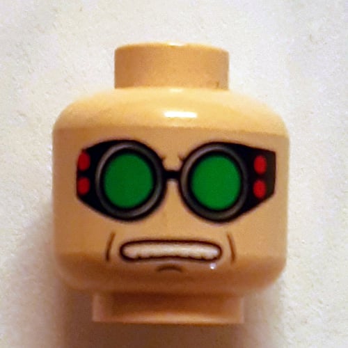 LEGO PART 3626bpr0170 Minifig Head Dr Octopus (Doc Ock), Green Goggles ...
