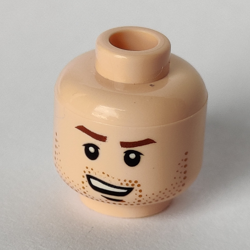 LEGO PART 3626bpr0593 Minifig Head, Brown Stubble, Brown Eyebrows, and ...