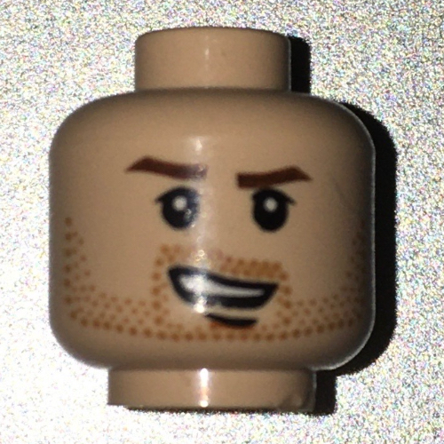 LEGO PART 3626bpr0593 Minifig Head, Brown Stubble, Brown Eyebrows, and ...