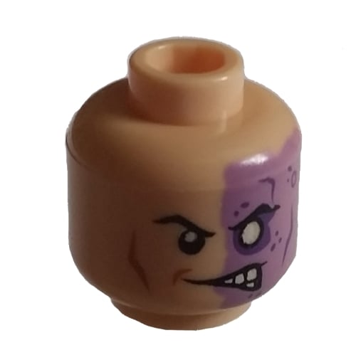 LEGO PART 3626bpr0907 Minifig Head Two-Face (Harvey Dent), Half Normal ...