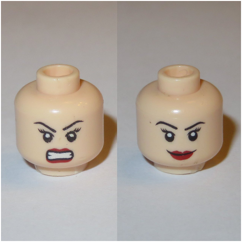 LEGO PART 3626cpr0902 Minifig Head, Eyelashes and Red Lips, Smile ...