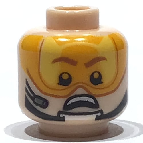 LEGO PART 3626cpr1441 Minifig Head, Orange Visor, Brown Eyebrows, Chin ...