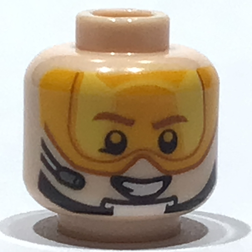LEGO PART 3626cpr1441 Minifig Head, Orange Visor, Brown Eyebrows, Chin ...