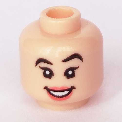 LEGO PART 3626cpr3949 Minifig Head Mulan, Coral Lips, Raised Eyebrow ...