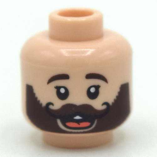 LEGO PART 3626cpr3495 Minifig Head Jonathan, Dark Brown Beard with ...