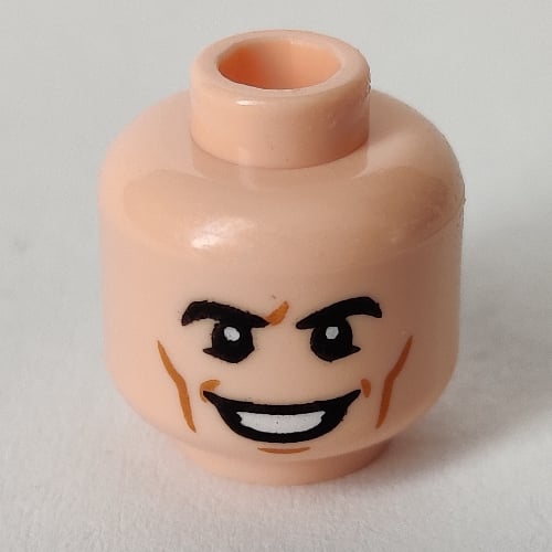 LEGO PART 3626cpr9744 Minifig Head Loki, Medium Nougat Lines, Raised ...