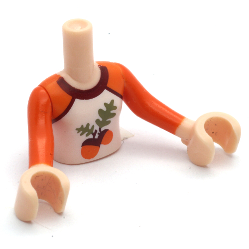 LEGO PART 92456c01pr0301 Minidoll Torso Girl with White Shirt, Orange ...