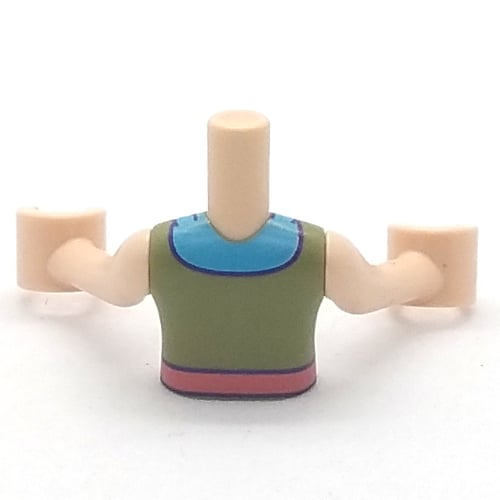 LEGO PART 92456c01pr0360 Minidoll Torso Girl, Olive Green Jacket, Coral ...