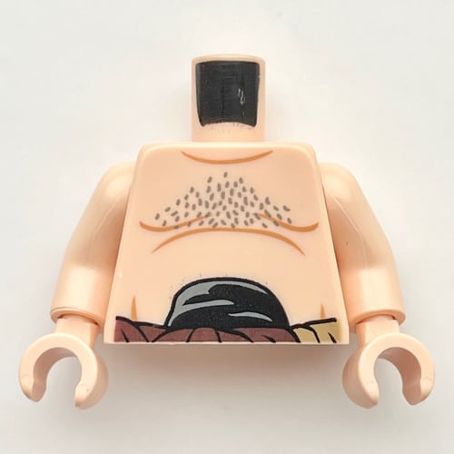LEGO PART 973c02h02pr2310 Torso Bare Chest with Hair, Black Belt Print ...