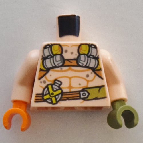 LEGO PART 973f023pr4906 Torso, Odd Hands, Bare Chest, Muscles, Belt ...