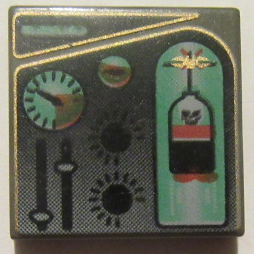 LEGO PART 3068bpr0100 Tile 2 x 2 with Green and Red Ogel Orb and Gauges ...