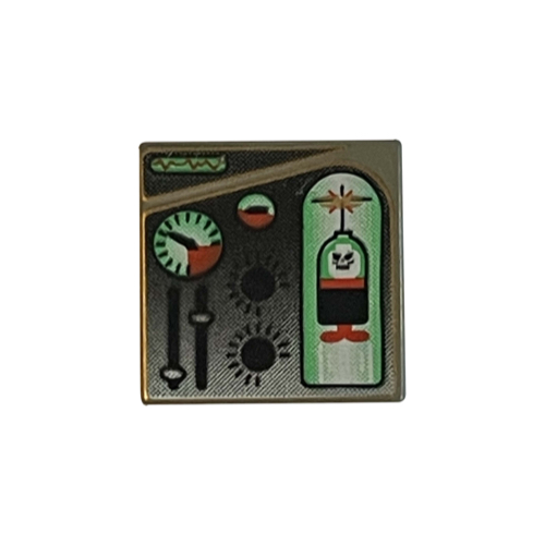 LEGO PART 3068bpr0100 Tile 2 x 2 with Green and Red Ogel Orb and Gauges ...