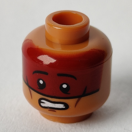 LEGO PART 3626cpr1208 Minifig Head Red Knee, Dark Red Face Paint ...