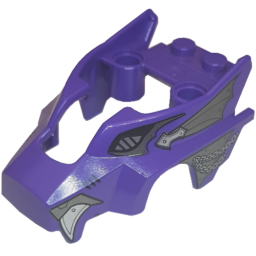 LEGO PART 11113pr0005 Fairing, Fly Wheel, Wolf Shape with Silver Scaled ...