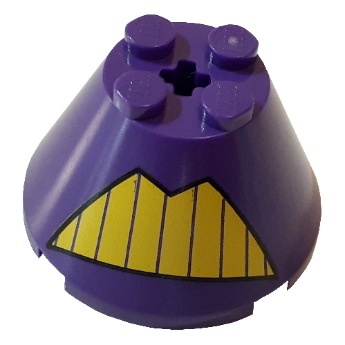 LEGO PART 3943bpr0001 Cone 4 x 4 x 2, Axle Hole with Yellow Teeth Print ...