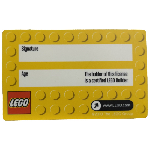 LEGO PART upn0355 Official LEGO Builder License, Lenticular Card ...